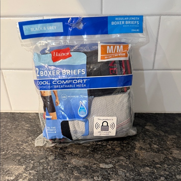 Hanes | Underwear & Socks | Hanes Black And Gray Boxer Briefs ...
